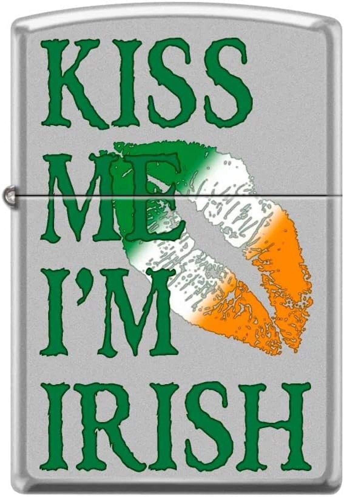 Zippo Lighter- Saint Patrick's Day Kiss Me I'm Irish Satin Chrome ...