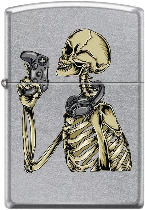Zippo Lighter-Skeleton Gamer Design Street Chrome Windproof Lighter # ...