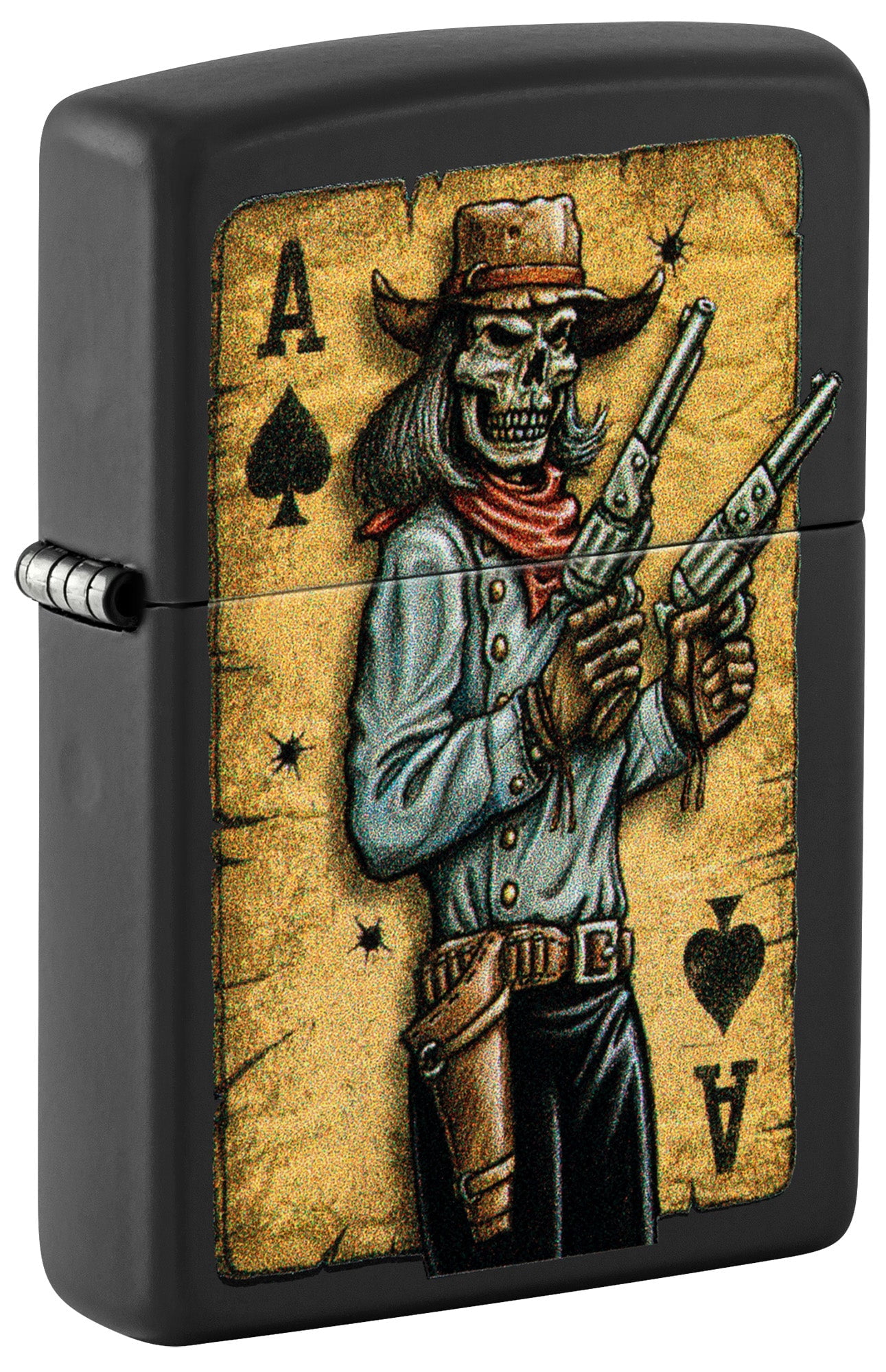 Zippo Lighter: Skull Gunslinger - Black Matte 81433 - Walmart.com