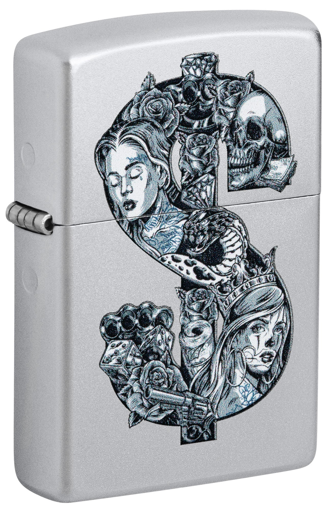 Zippo Lighter: Tattoo Dollar Sign - Satin Chrome 46046 - Walmart.com