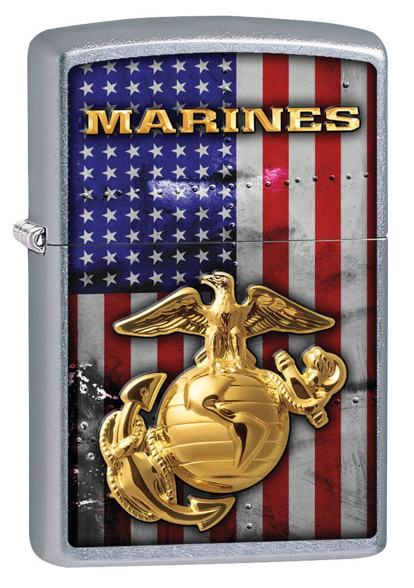 Zippo Lighter: USMC Marines Logo and American Flag - Street Chrome ...