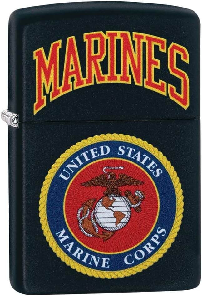 Zippo Lighter- USMC U.S. Marine Corps Black Matte Windproof Lighter # ...