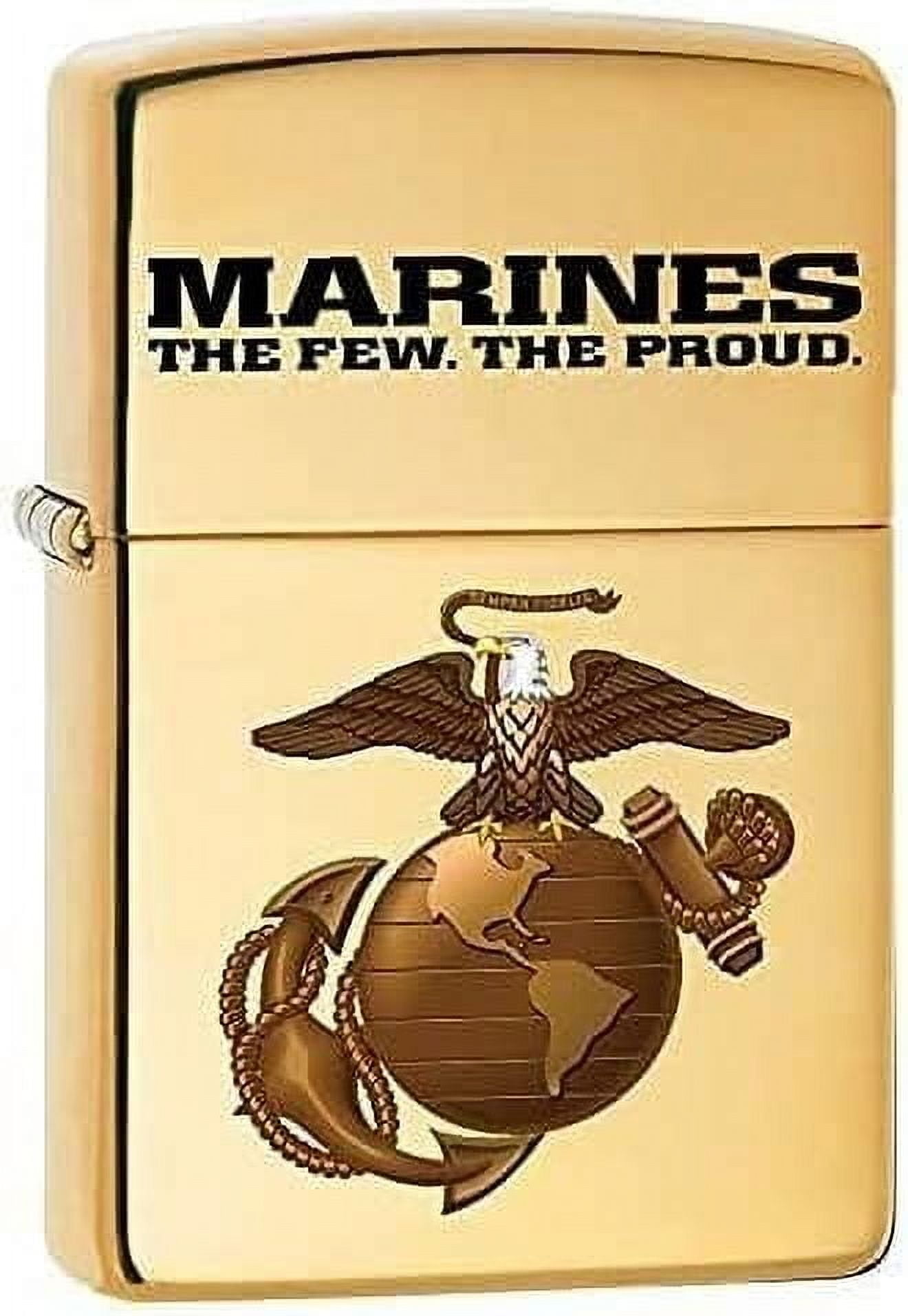 Zippo Lighter - USMC U.S. Marine Corps. Lighter High Polish Brass # ...