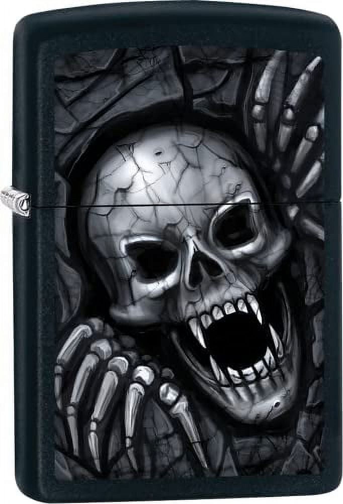 Zippo Lighter - Vampire Skull Clawing Out Black Matte Windproof Lighter ...
