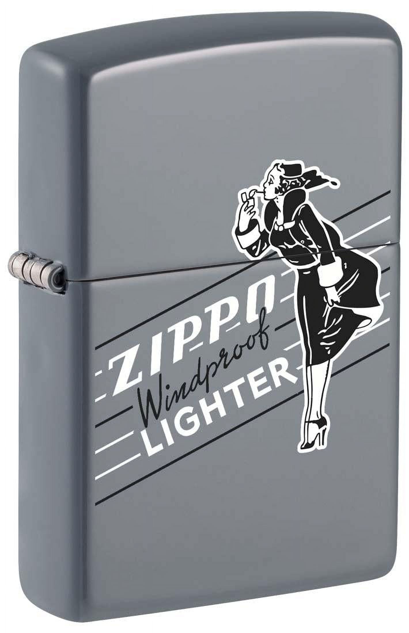 Zippo Lighter: Vintage Windy the Zippo Girl - Flat Grey 81370 - Walmart.com