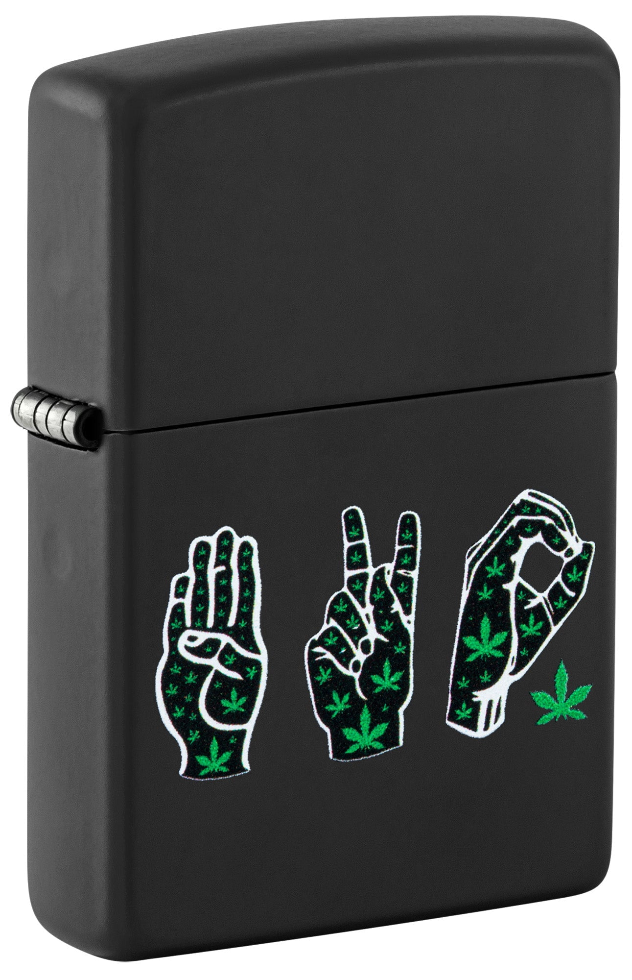 Zippo Lighter: Weed Leaves Design - Black Matte 46053 - Walmart.com