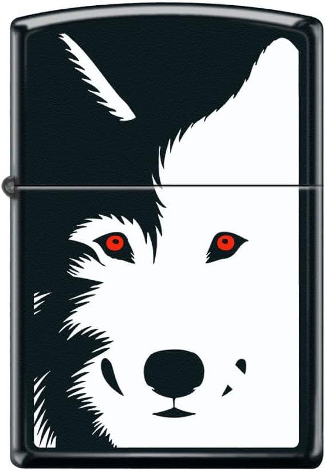 Zippo Lighter- Wolf Design Windproof Lighter (Wolf Red Eyes Z5145 ...