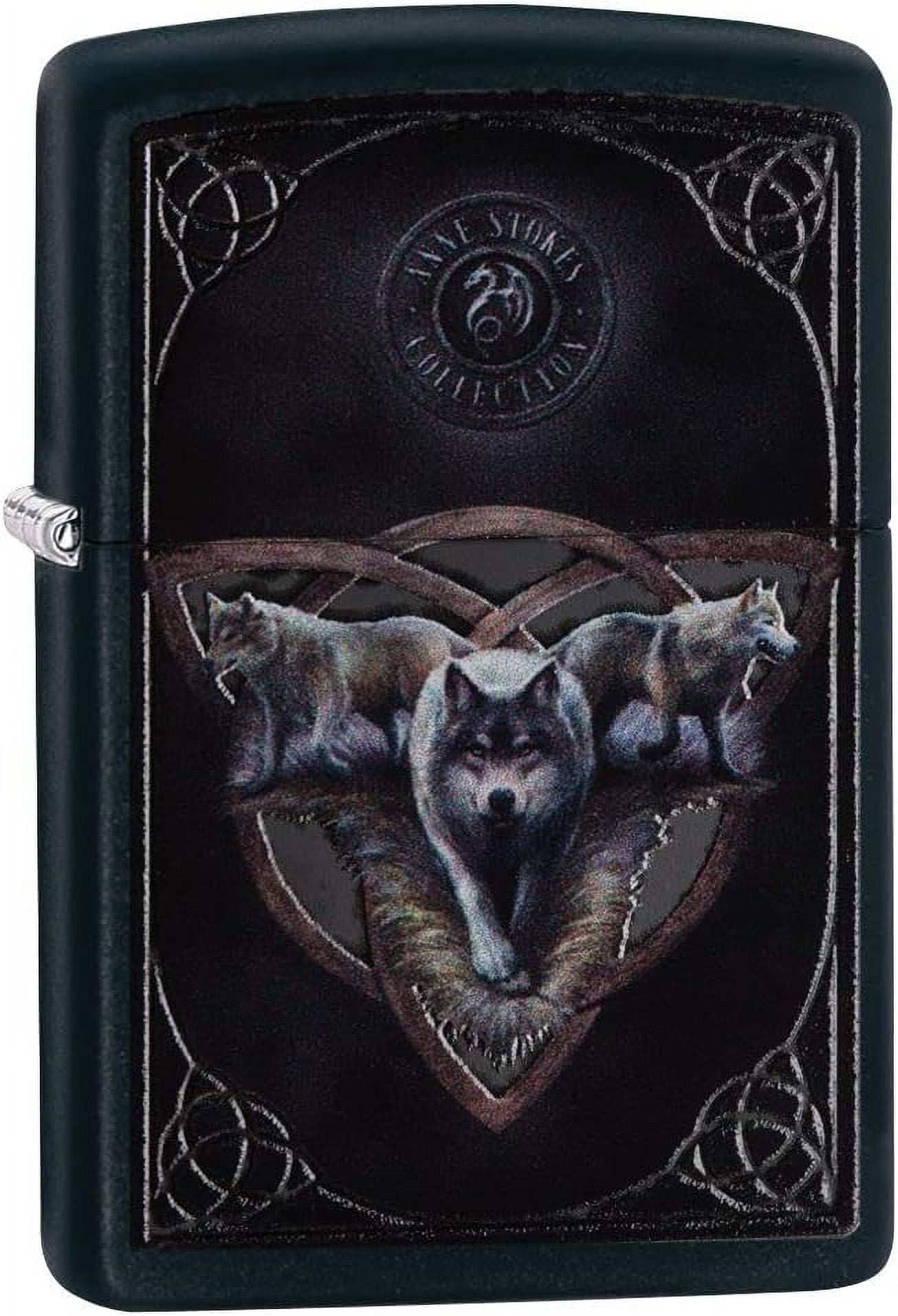 Zippo Lighter- Wolf Wolves Triquetra Black Matte Windproof Lighter # ...