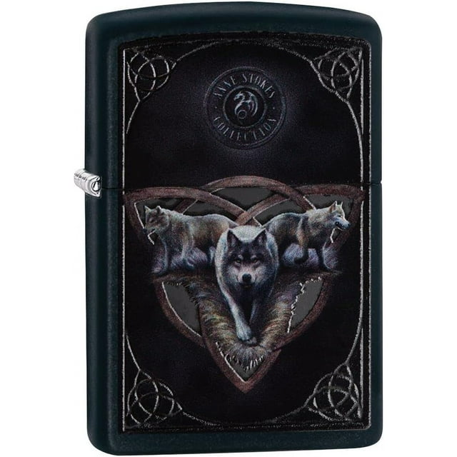 Zippo Lighter- Wolf Wolves Triquetra Black Matte Windproof Lighter # ...