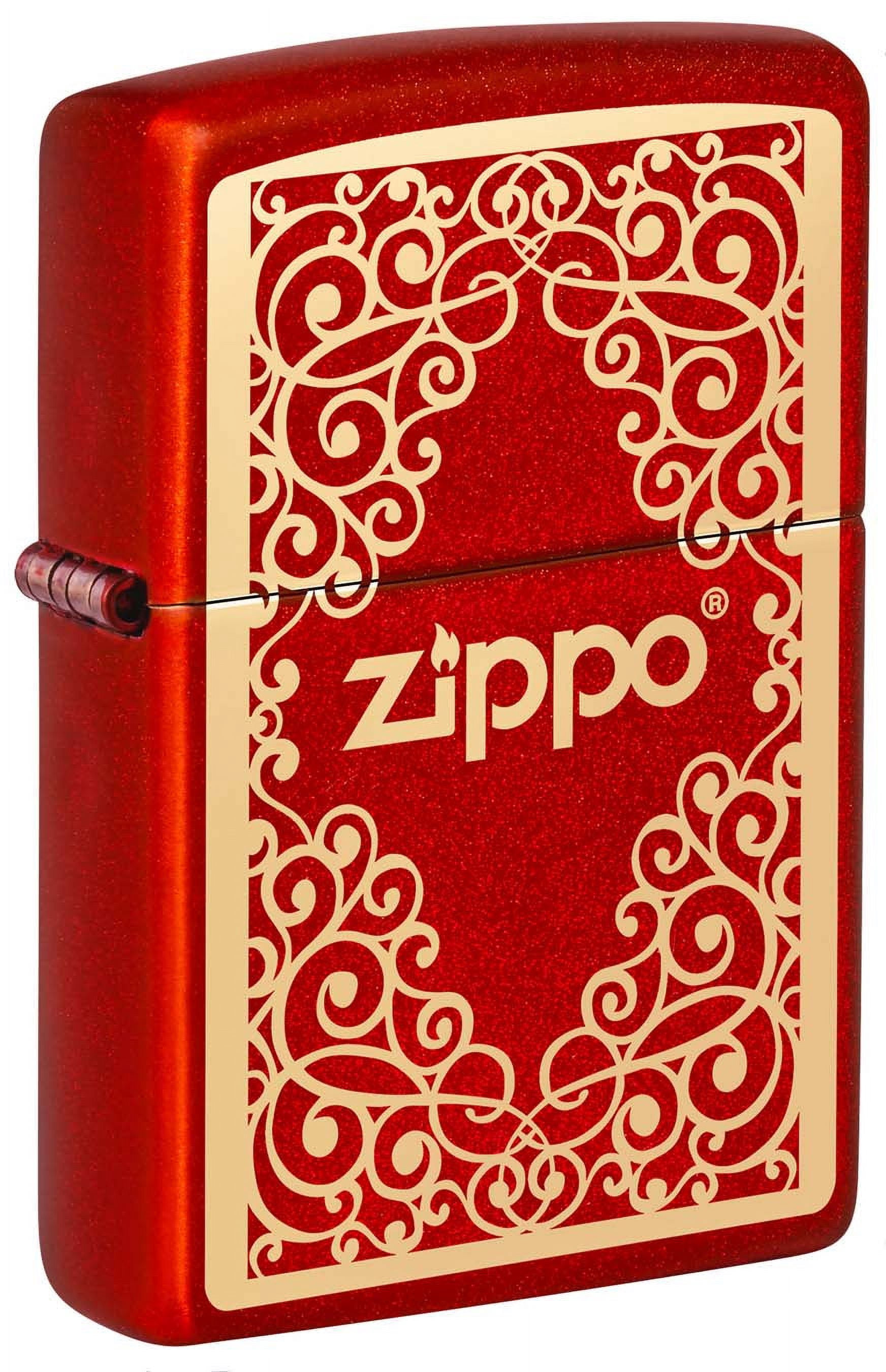 Zippo Lighter: Zippo Logo Pattern - Metallic Red 49940 - Walmart.com