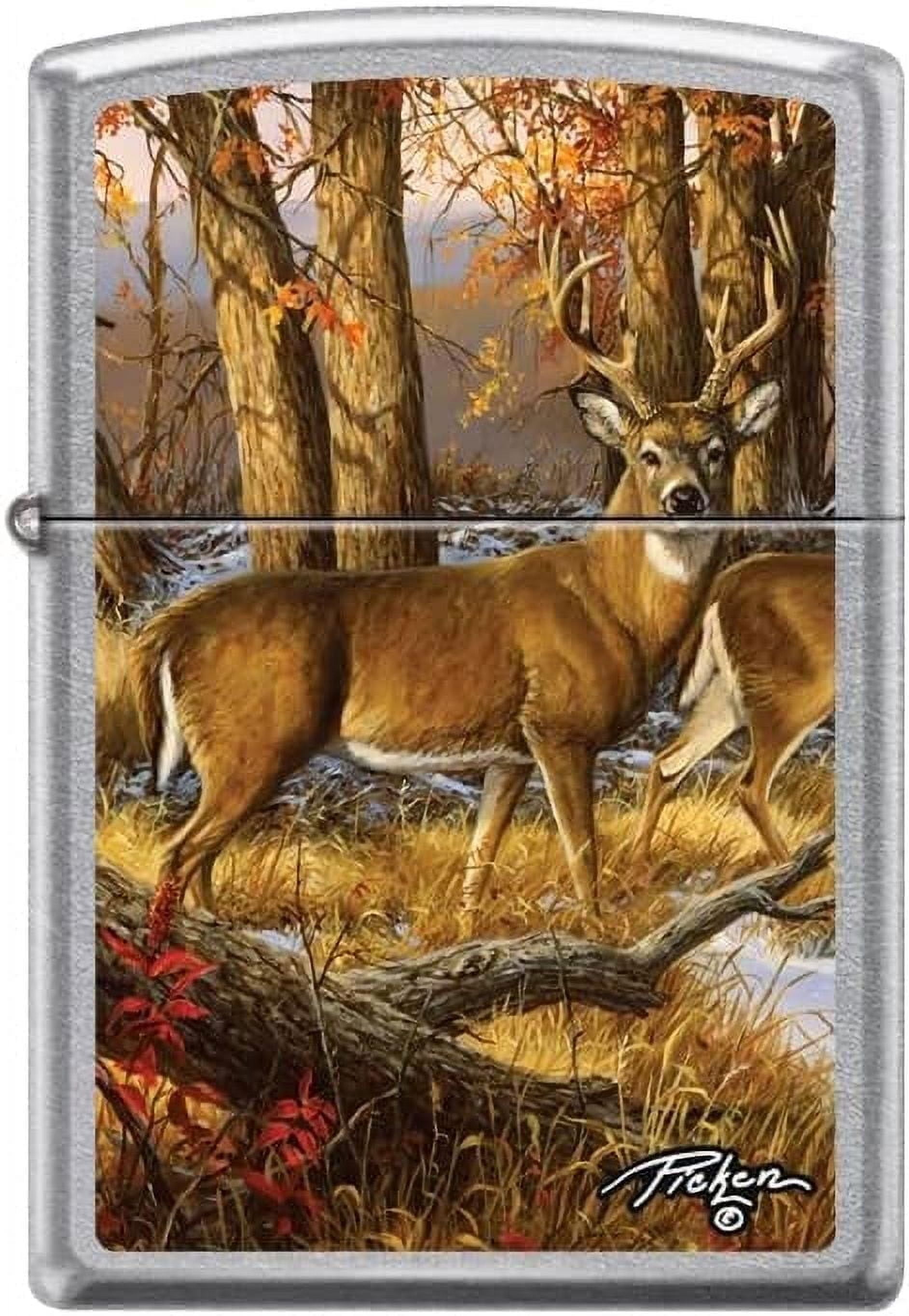 Zippo Windproof Lighter - Deer Forest Woods Buck Painting by Linda ...