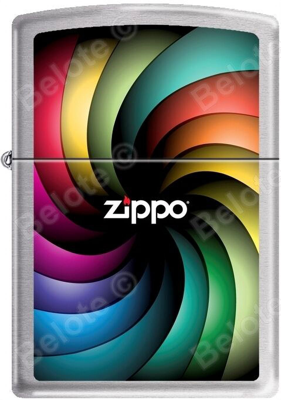 Zippo Logo Color Spectrum Rainbow Spiral Satin Chrome Lighter New ...