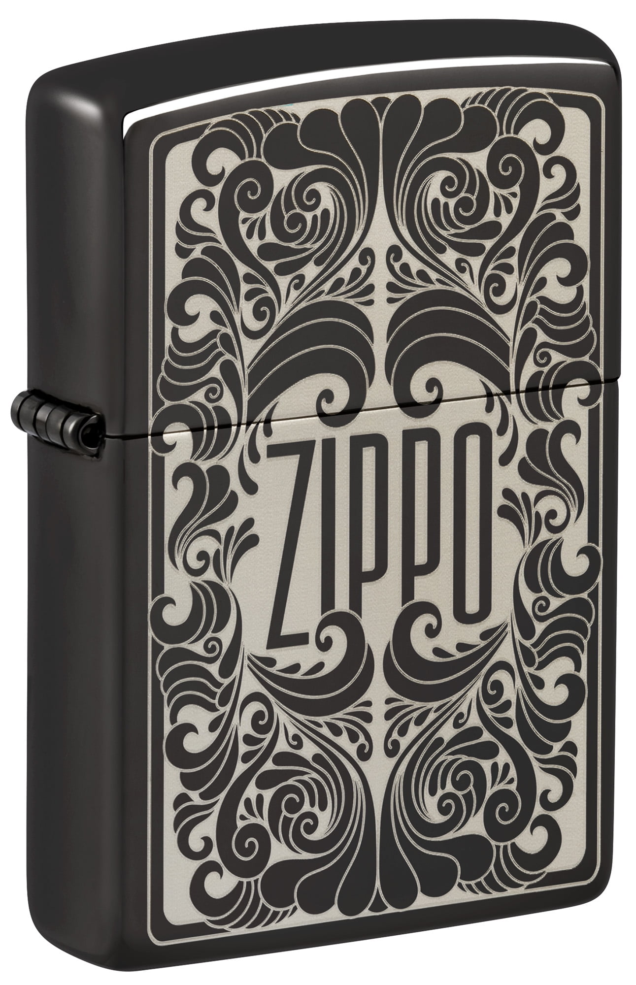 Zippo Logo Filigree Design High Polish Black Pocket Lighter - Walmart.com