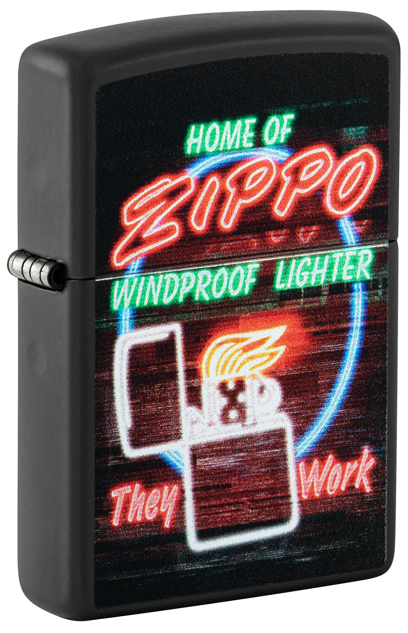 Zippo Neon Sign Design Black Matte Pocket Lighter - Walmart.com