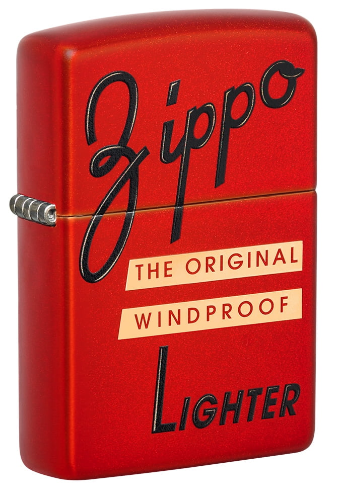 Zippo Red Box Top Design Metallic Red Pocket Lighter - Walmart.com