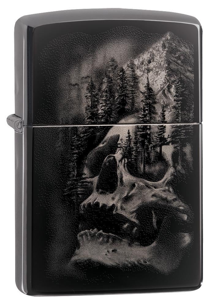 Zippo Skull Mountain Black Ice Pocket Lighter, Windproof Design, All ...