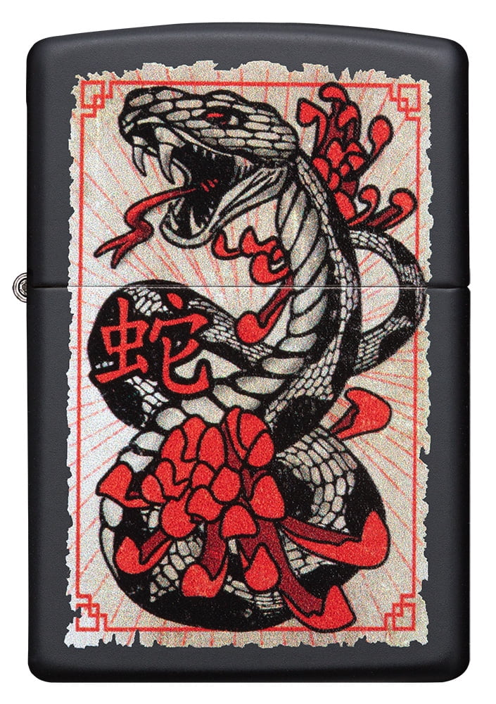 Zippo Animal Lighters Black Matte Snake Tattoo Matte - Walmart.com