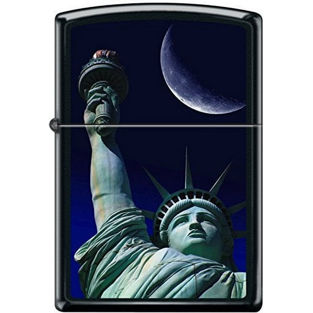 Zippo Statue of Liberty at Night Moon Light Black Matte Windproof ...