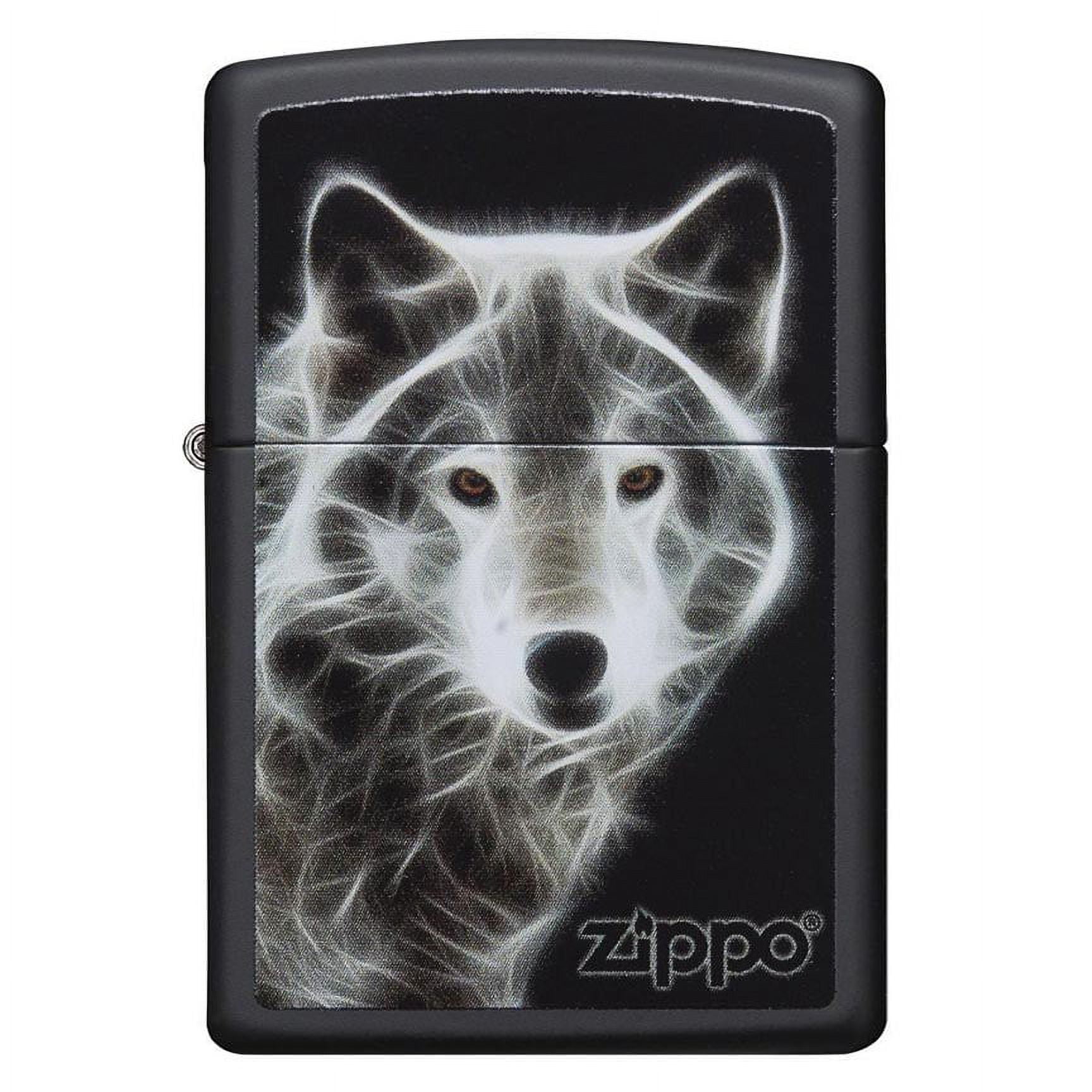 Zippo Windproof Lighter WHITE WOLF Black Matte - Walmart.com
