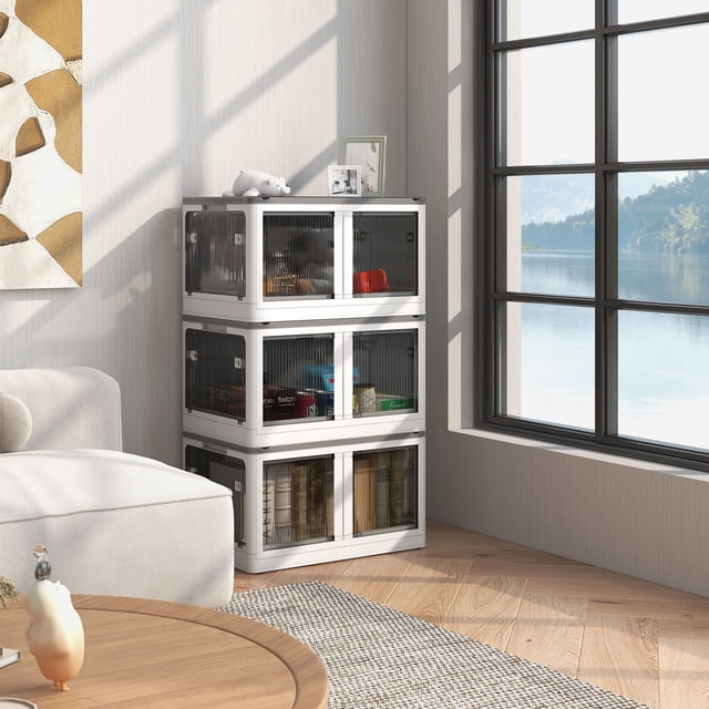 ZippyCart 18 Gal Stackable Storage Bins with Lids, 3 Packs Collapsible ...