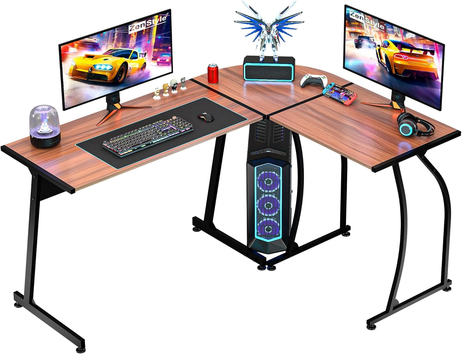 ZippyCart 55" L-Shaped Corner Computer Desk - Sturdy Steel Frame ...