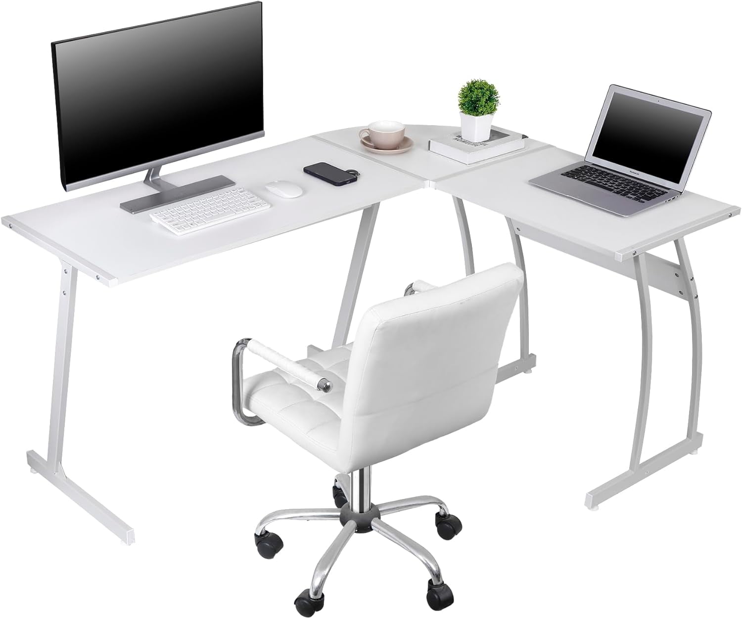 ZippyCart 55" L-Shaped Corner Computer Desk - Sturdy Steel Frame ...