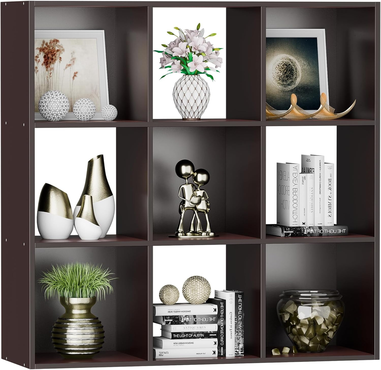 ZippyCart 9 Cube Storage Shelf Organizer, Wooden Bookshelf System ...