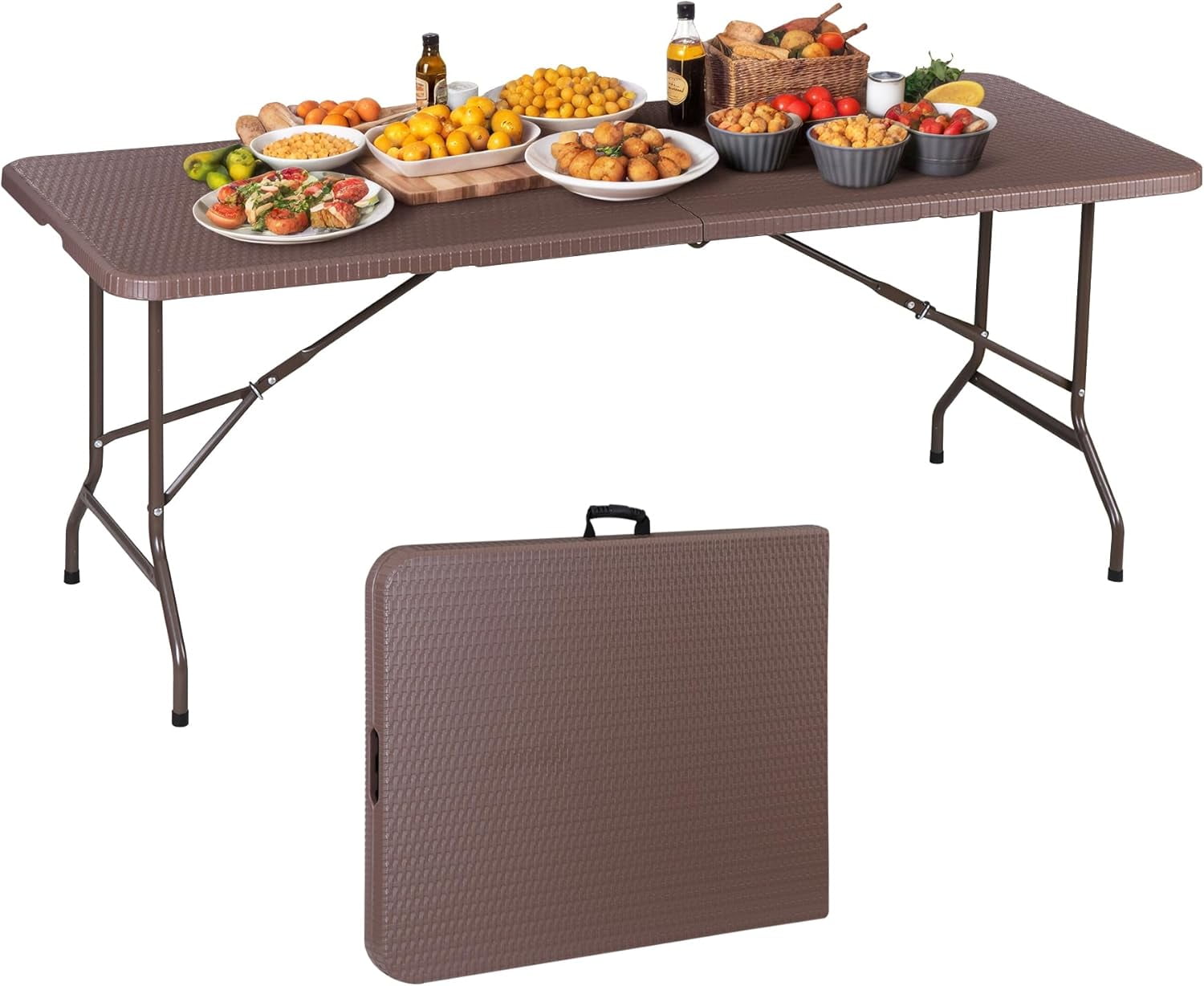 ZippyCart Indoor Outdoor Heavy Duty Plastic Folding Table Portable ...