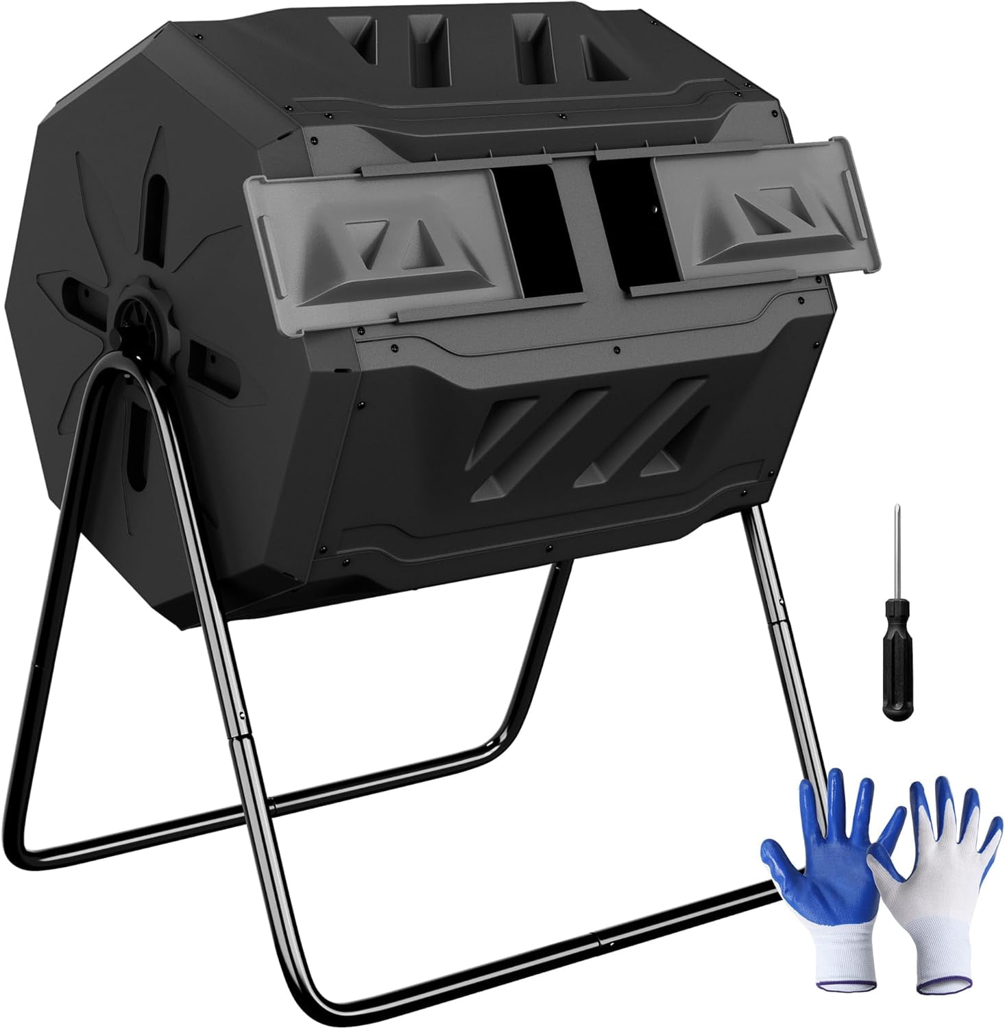 ZippyCart Outdoor Dual Chamber Compost Tumbler 43 Gallon Large Compost ...