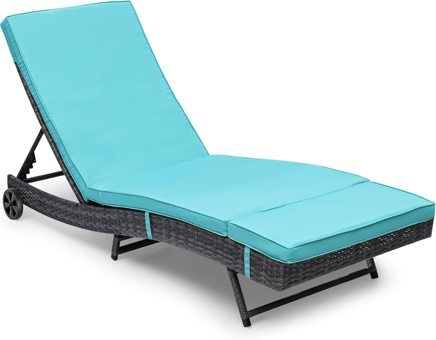 ZippyCart Wicker Chaise Lounge Outdoor PE Rattan Pool Lounge Chair with ...