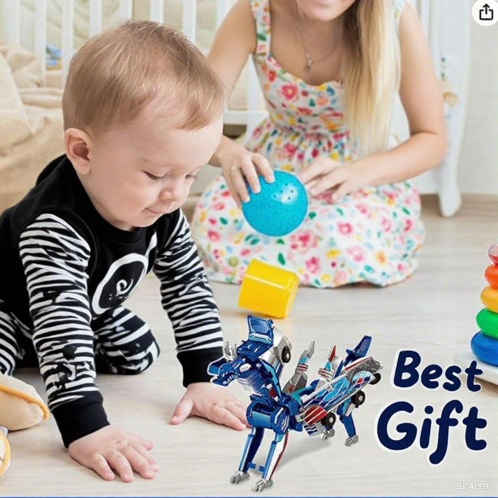 ZippyJoy Dinosaur Transforming Car Toy, Magnetic Cars Transform into ...