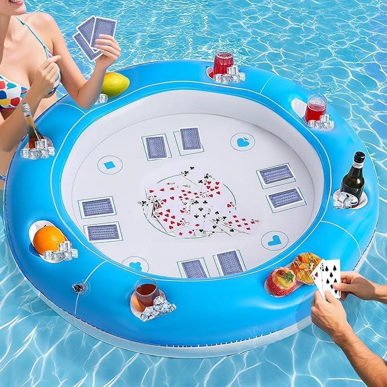 ZippyJoy Inflatable 39” Floating Table for Pool with Drink and Snack ...