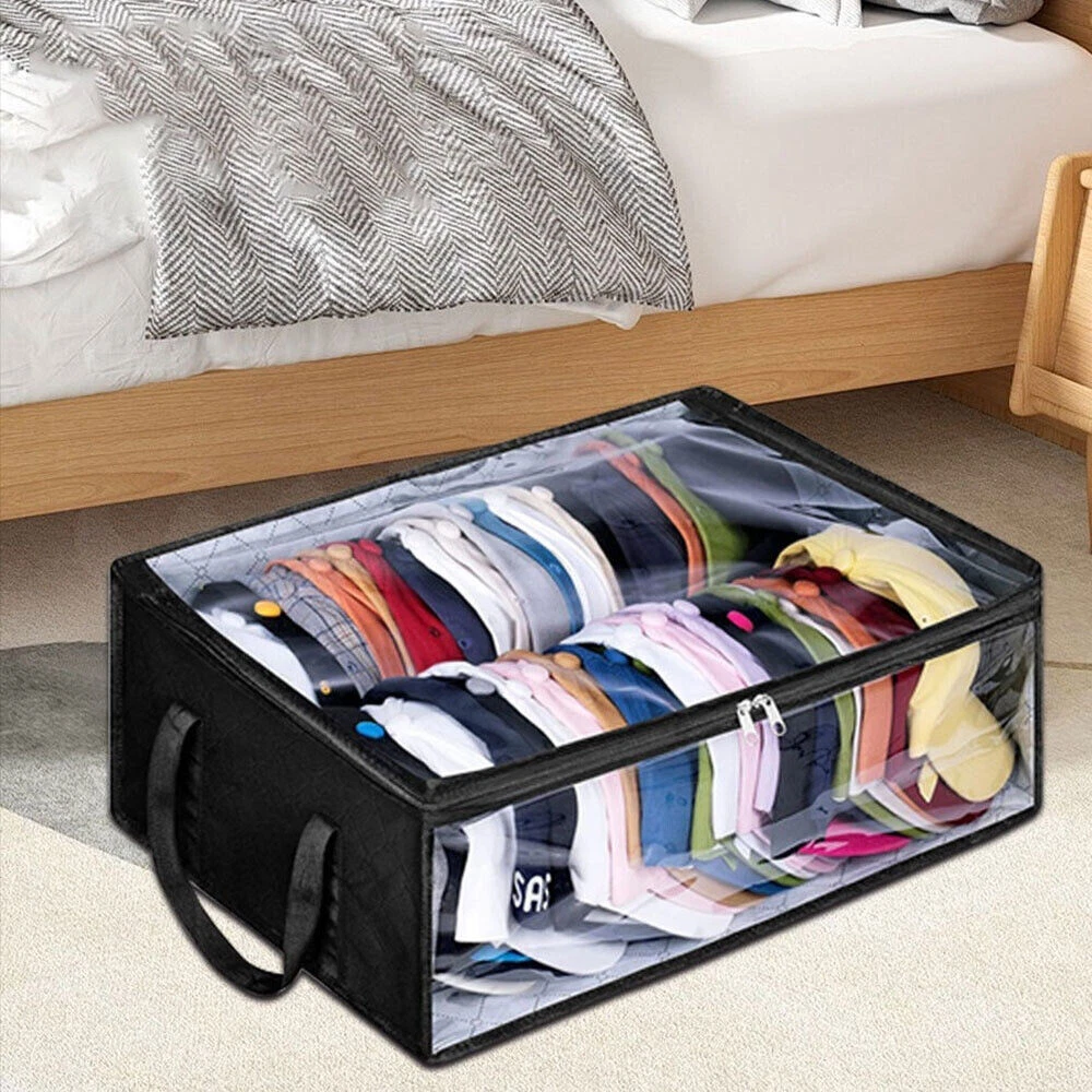 Zips Under Bed Storage Foldable Cabinet Dust Bag Underbed Clothes Hat ...