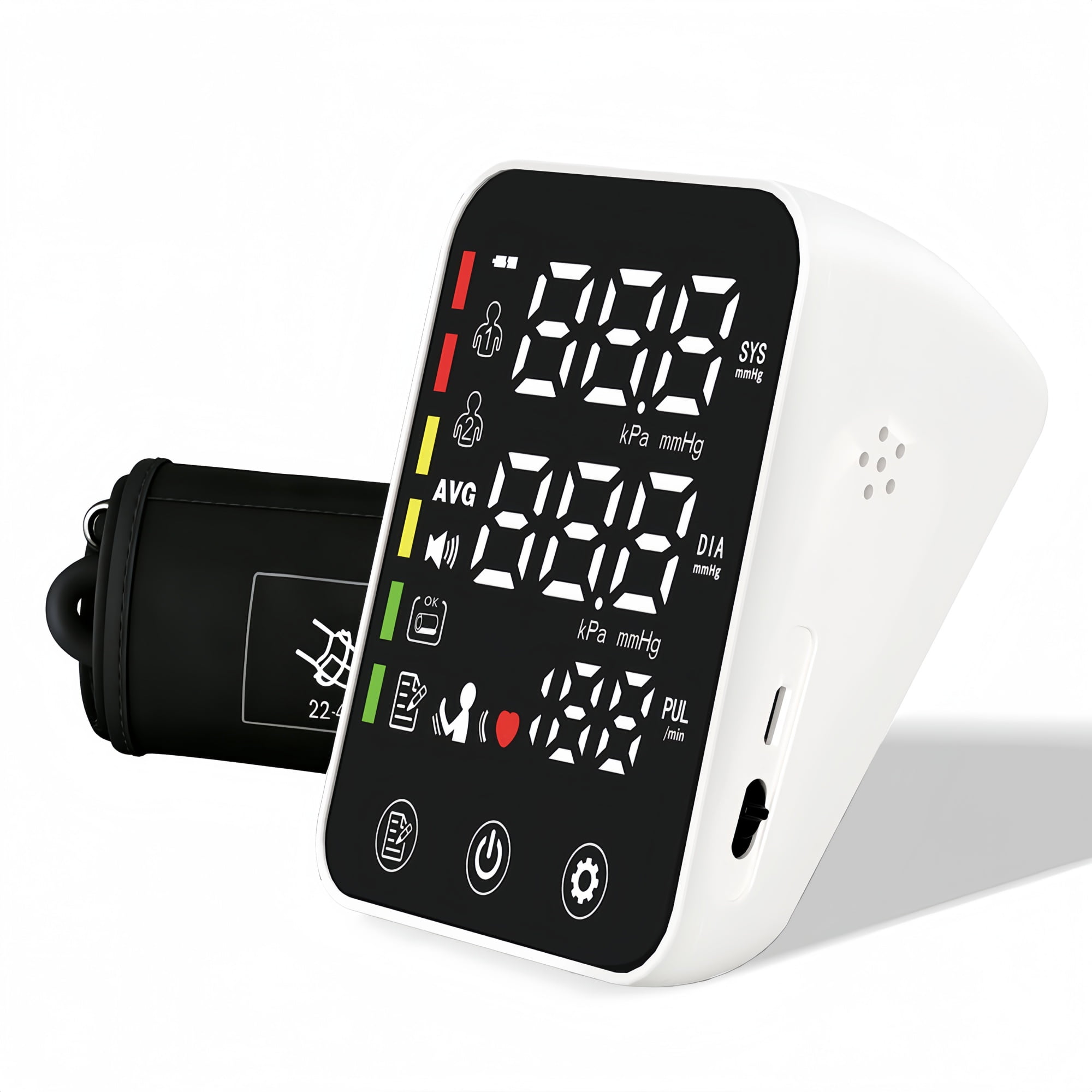 Ziqing Rechargeable Smart Upper Arm Blood Pressure Monitor, Large Color ...