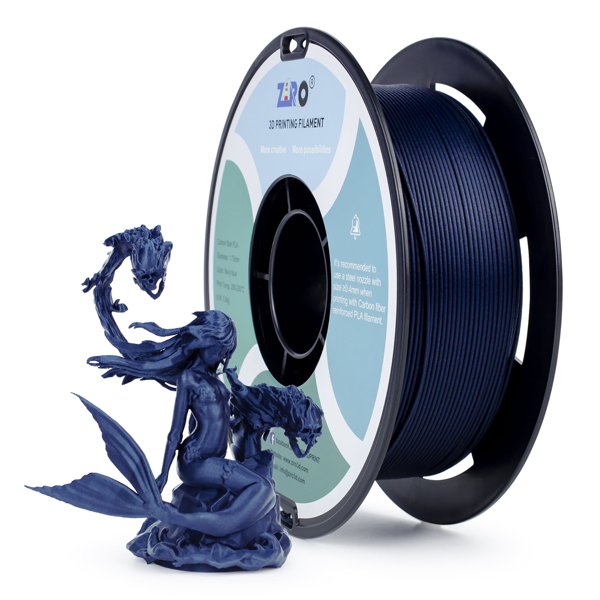 Ziro 3D Carbon-Fiber PLA Filament 1.75mm 800g, Navy Blue - Walmart.com