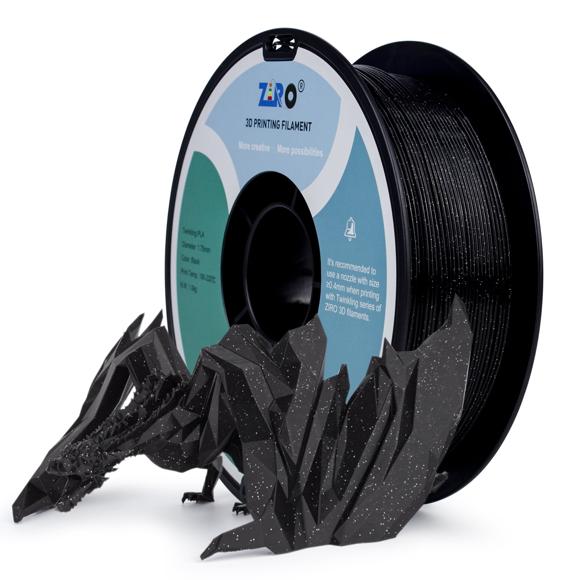 Ziro 3D Twinkling PLA Filament 1.75mm 1kg, Black - Walmart.com