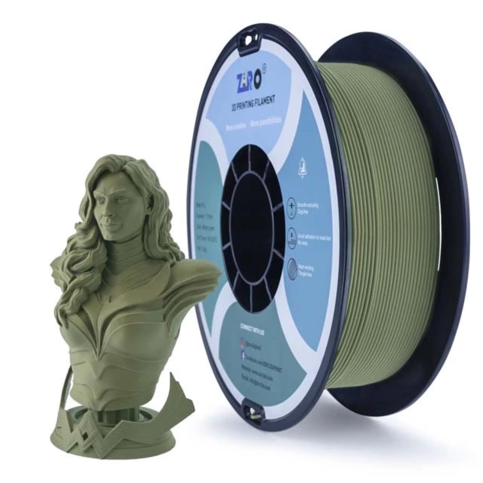 Ziro 3D Matte PLA Filament 1.75mm 1kg, Military Green - Walmart.com