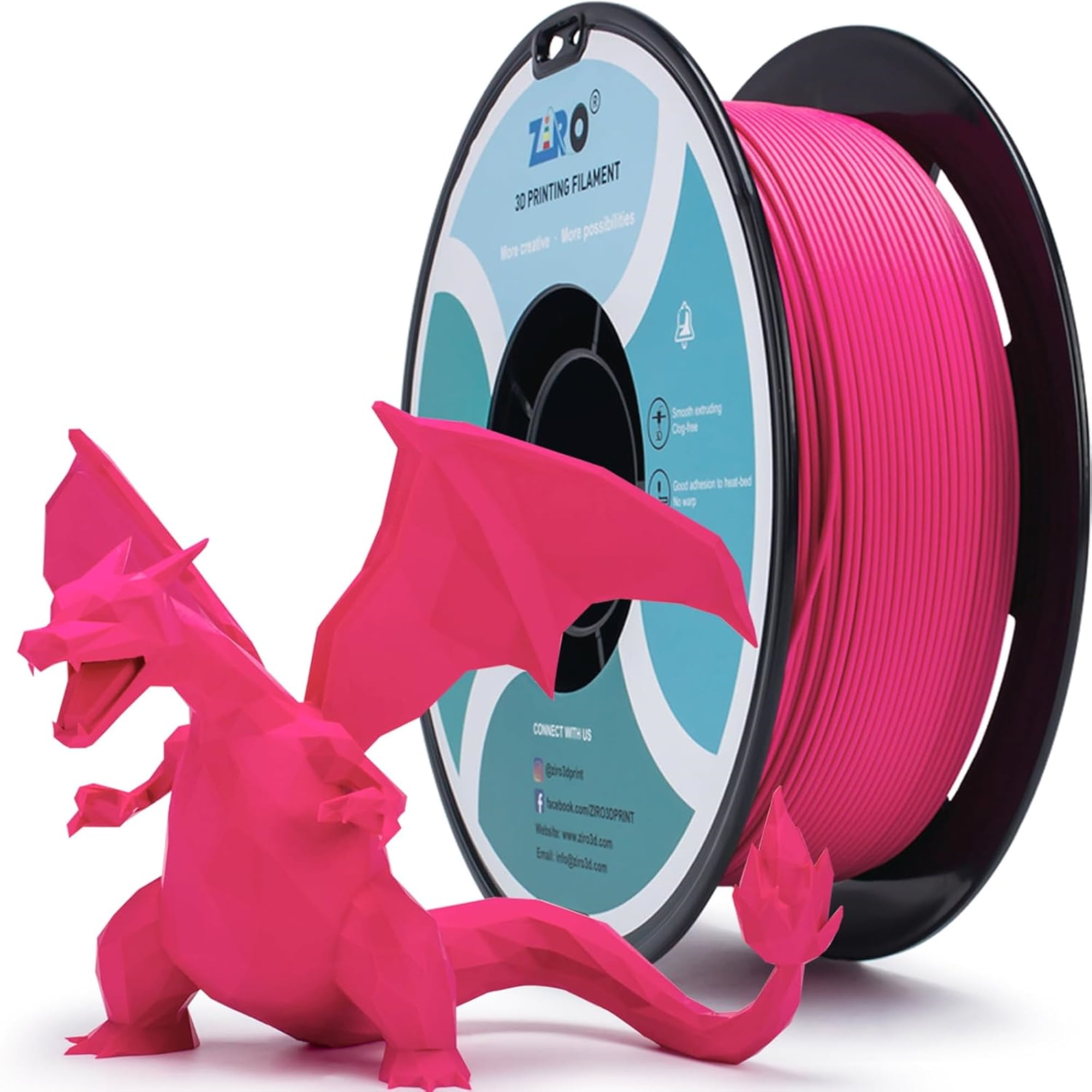 Ziro 3D Matte PLA Filament 1.75mm 1kg, Rose Pink - Walmart.com