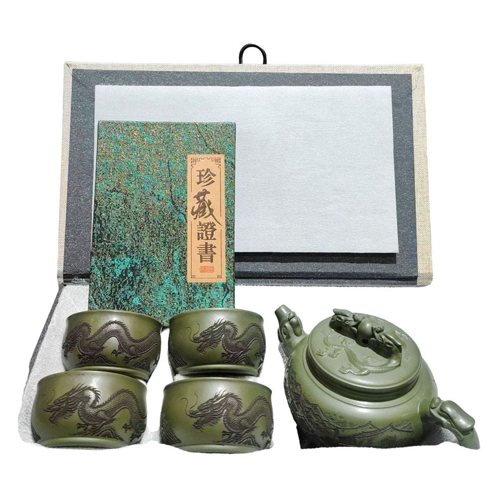 Zisha Purple Clay Teapot Water Kettle Filter Dragon Embossed Carved ...