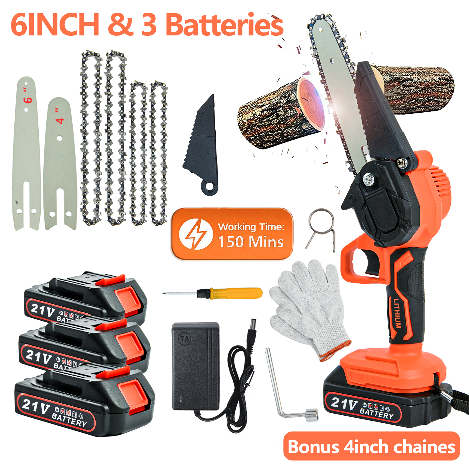 Rechargeable Electric Saws , 24V,500W 4-Inch Electric Chainsaw Handheld ...