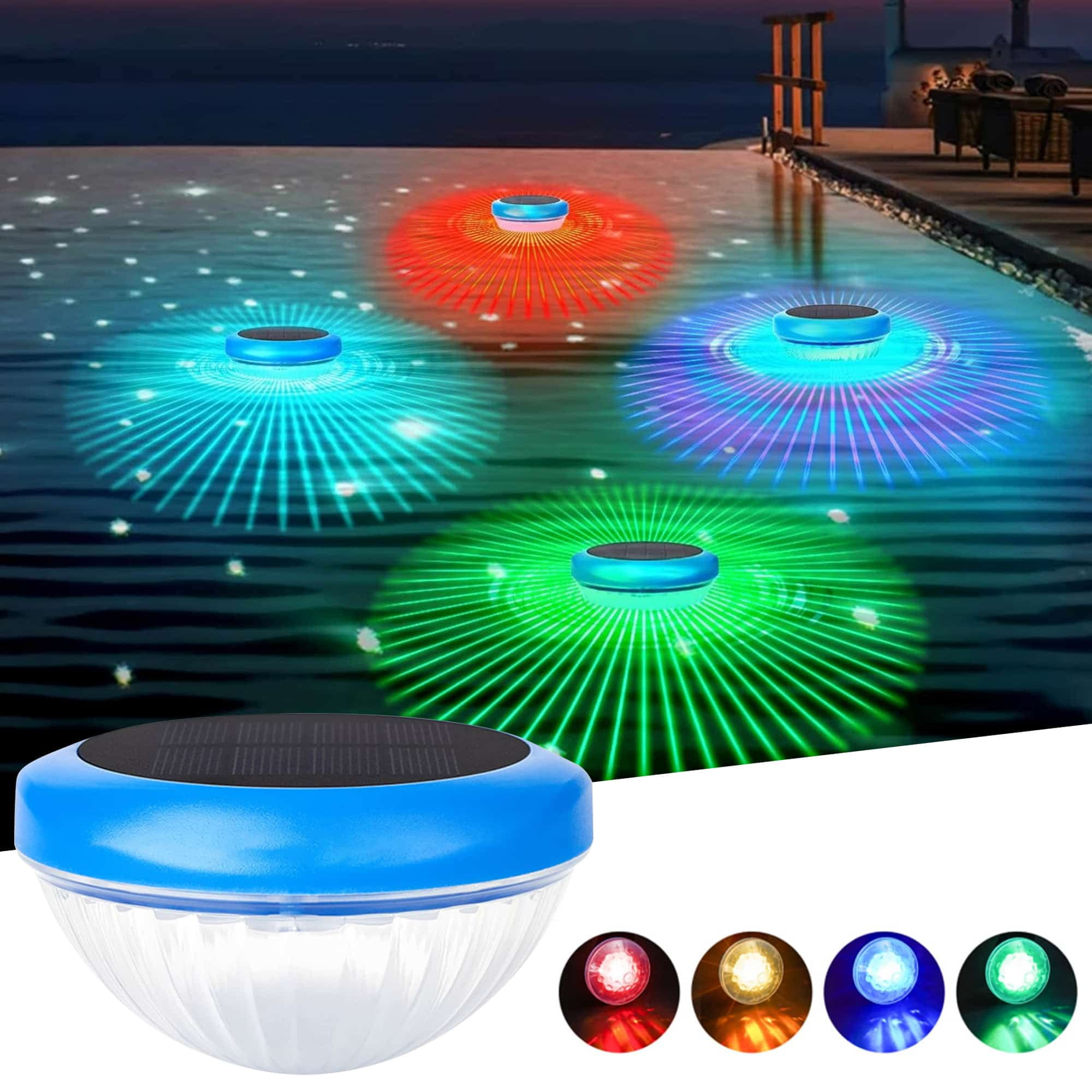 Zisupridco 4Pcs Pool Lights That Float,Outdoor Waterproof LED Swimming ...