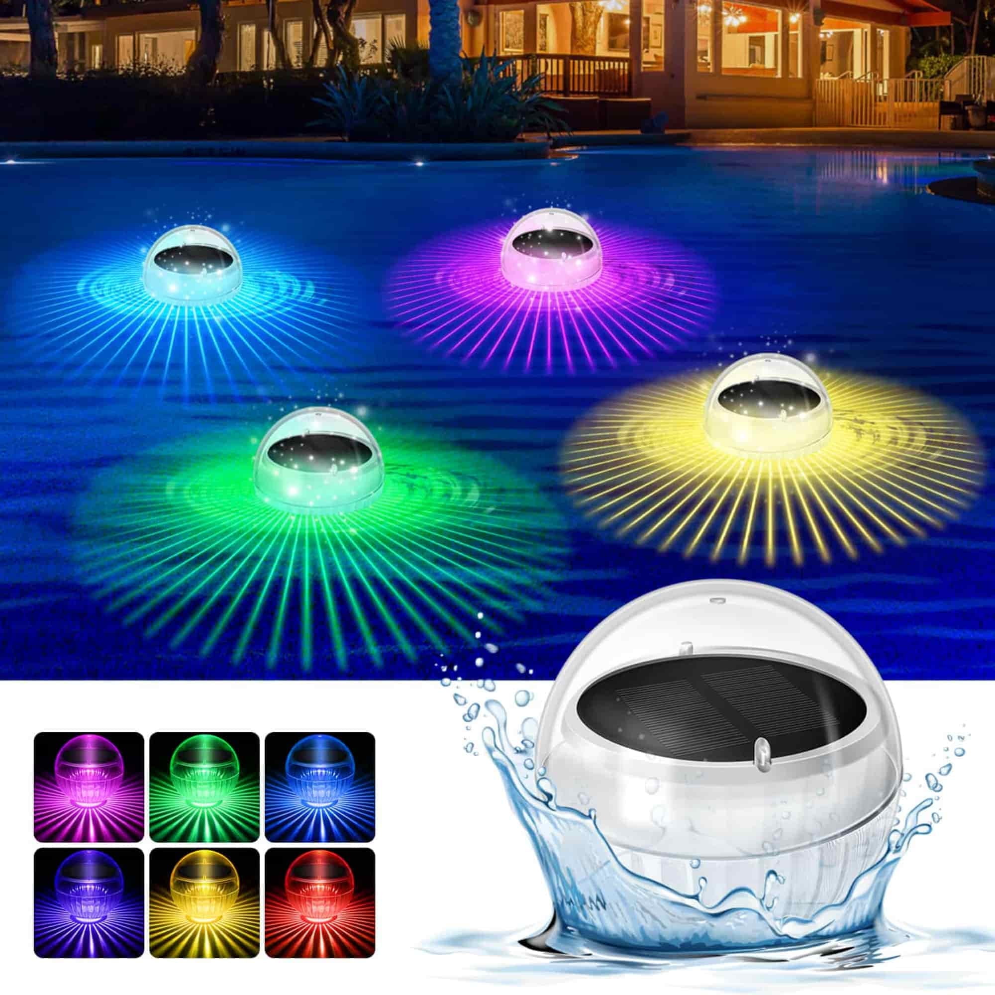 Zisupridco 2 Pack Pool Lights for Swimming Pool, Outdoor Garden Solar ...
