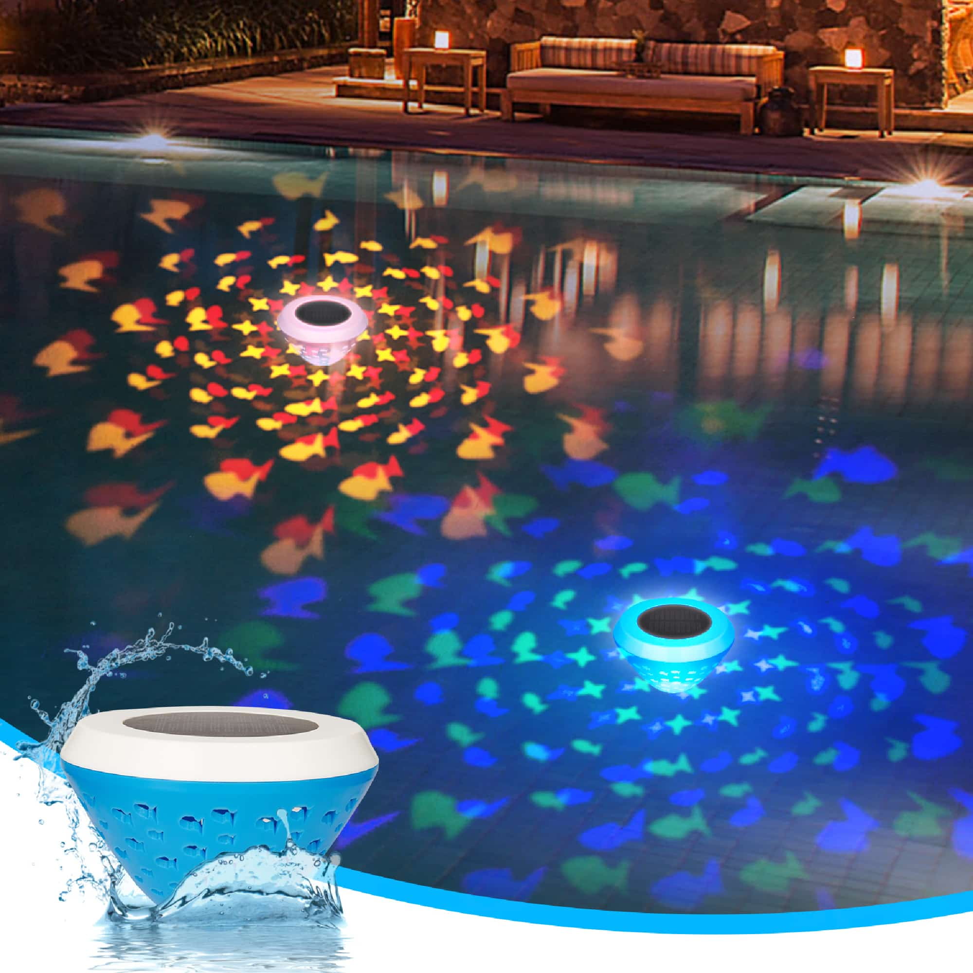 Zisupridco Solar Floating Pool Lights, RGB Color Changing Auto Glow ...