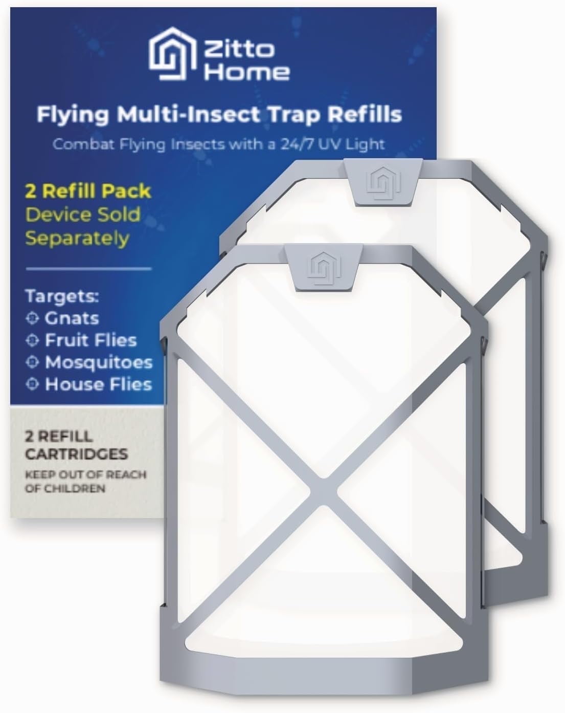 Zitto Home Flying Insect Trap Refills, 2-Pack Odor-Free Fly Trap ...