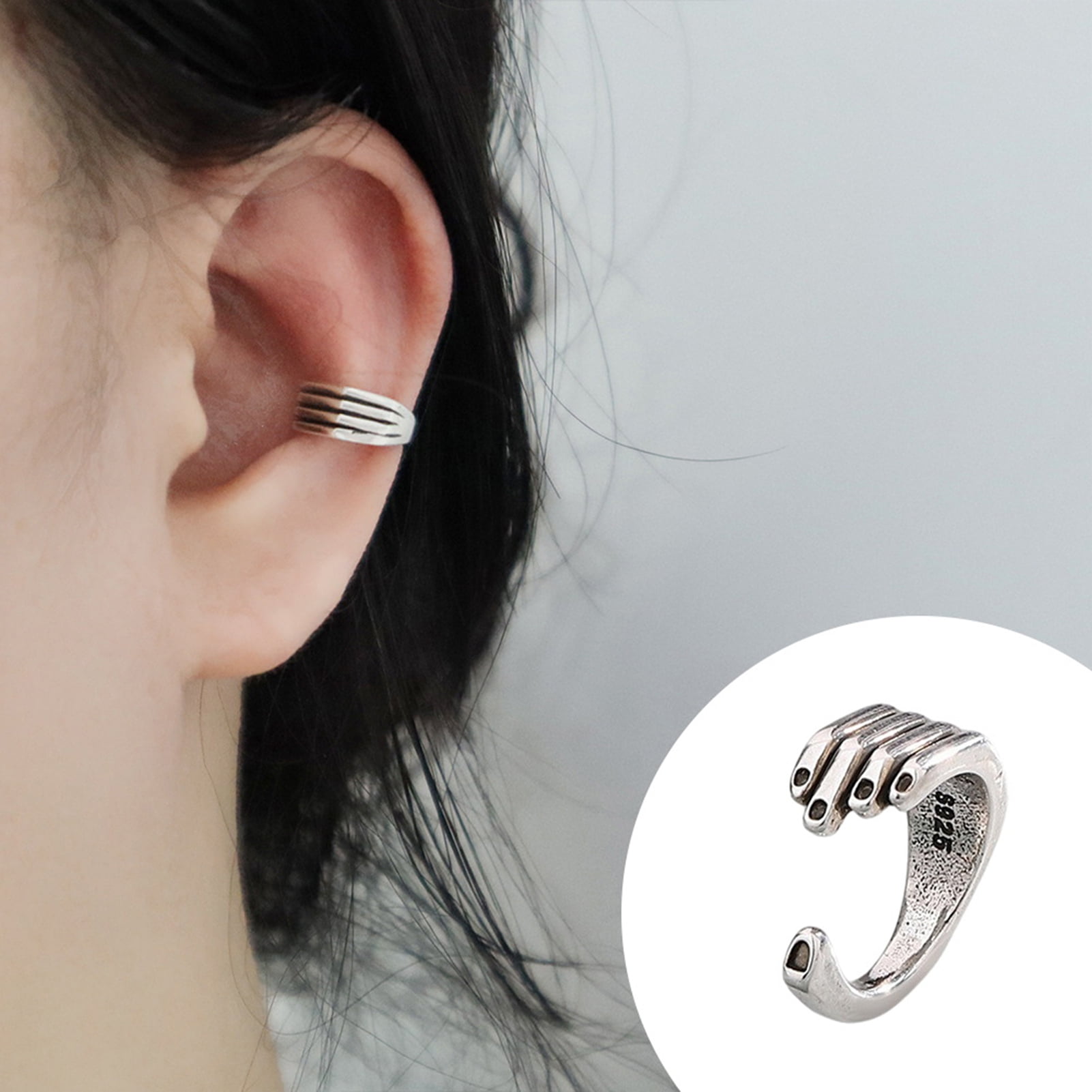 Ziurtnc 1Pc Ear Cuff Hand Shape Cool Hip Hop Style Unisex Non-piercing ...