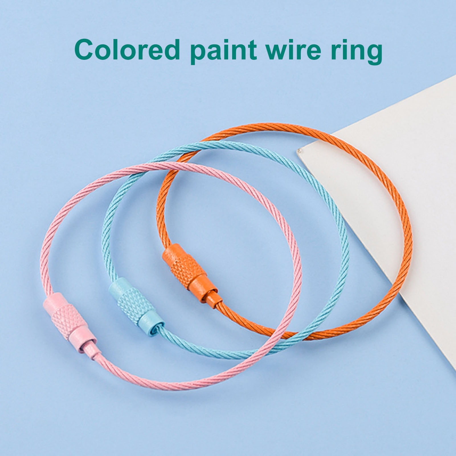 Ziurtnc 3 Pcs Key Rings Color Spray Painting Steel Ring Steel Rope ...