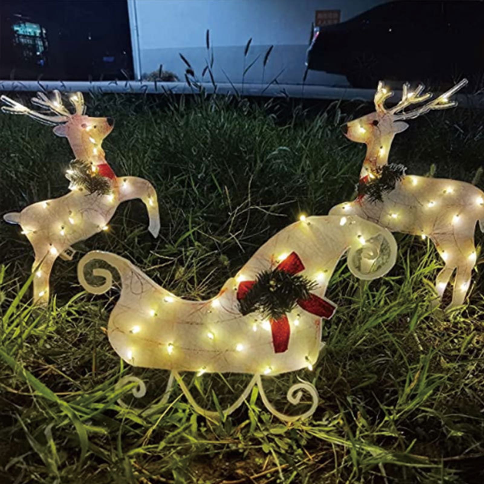 Ziurtnc Christmas Garden Stake Lighted Elk Sled Ornament Acrylic ...