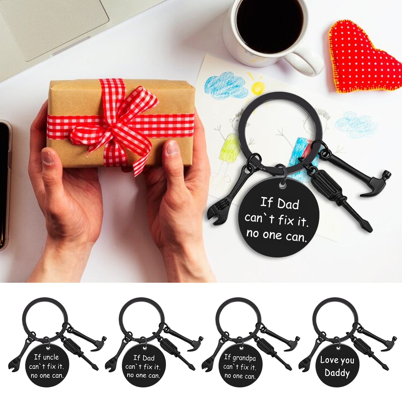 Ziurtnc Father Day Keychain If Dad Can't Fix It Stainless Steel Hammer ...