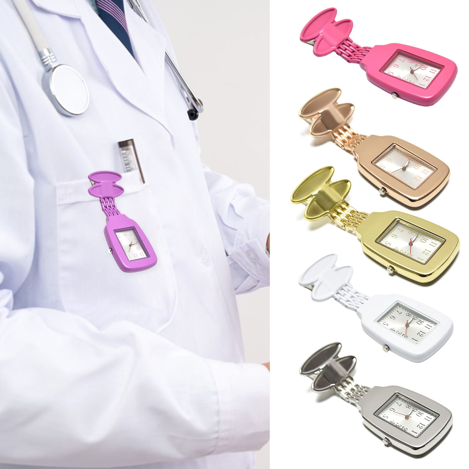 Ziurtnc Nurse Watch Clip Type Portable Life Waterproof Solid Metal ...