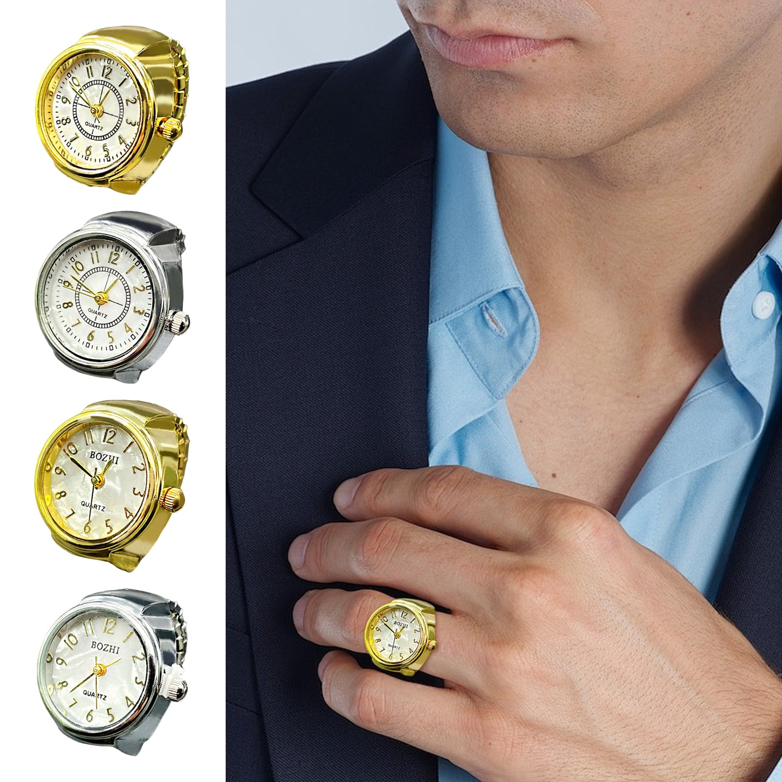 Ziurtnc Ring Watches Men Women Elastic Finger Watches Clear Round Dial ...